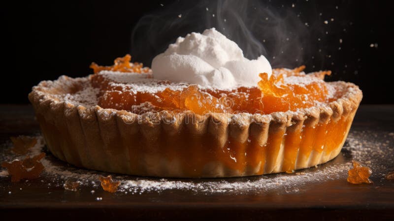 Delicious Pumpkin Pie with Powdered Sugar Dusting and Backlit Glow ...
