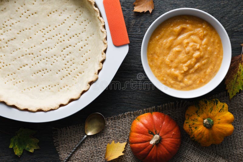 Pumpkin Pie Cooking Process Stock Photo - Image of plate, autumn: 60165008