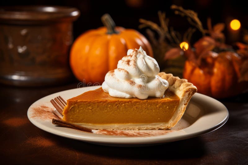 A Pumpkin Pie with a Dollop of Whipped Cream Stock Illustration ...