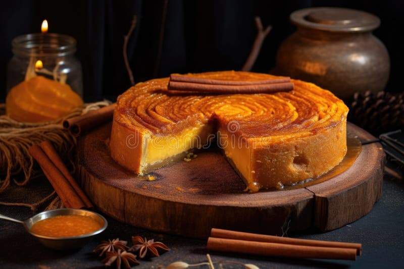 Pumpkin Pie with a Golden, Flaky Crust and Cinnamon Sticks Stock Image ...