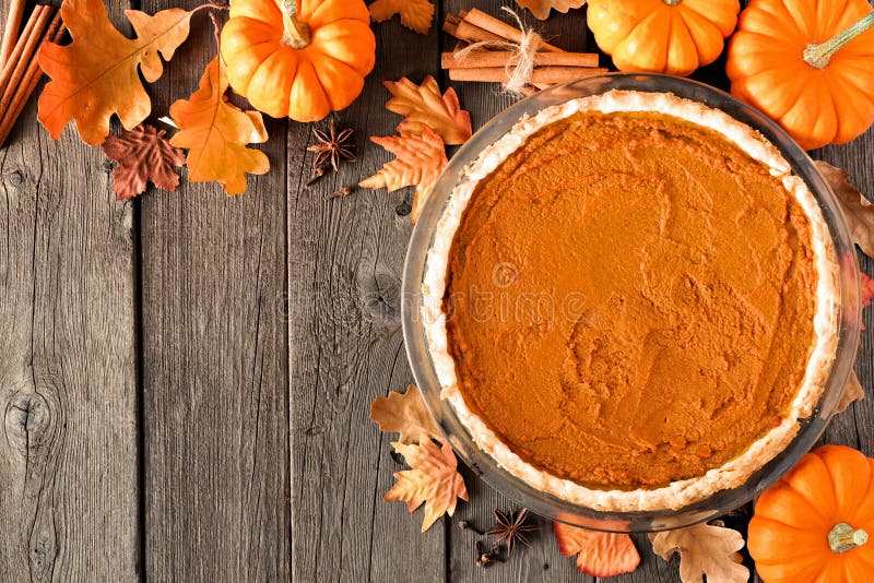 Pumpkin Pie, Rustic Overhead Scene on Wood Stock Image - Image of ...