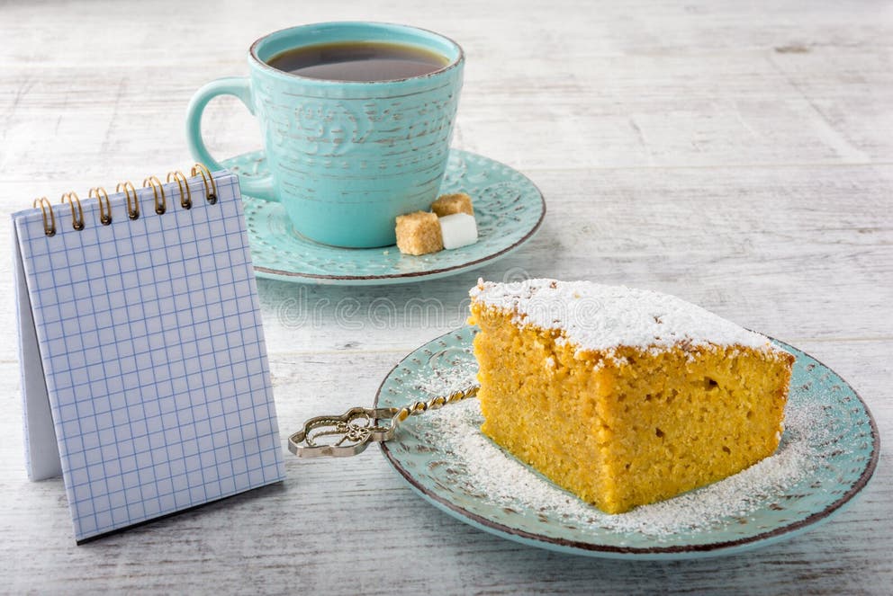 Pumpkin pie and tea stock image. Image of eating, meal - 81520293