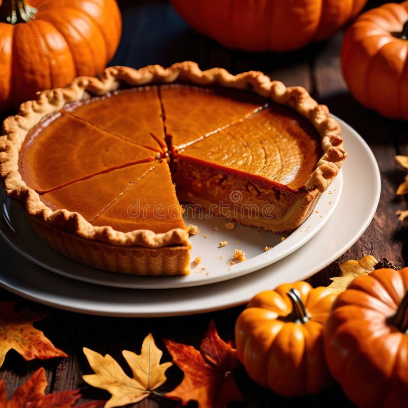 Pumpkin Pie, Traditional Dessert Stock Illustration - Illustration of ...