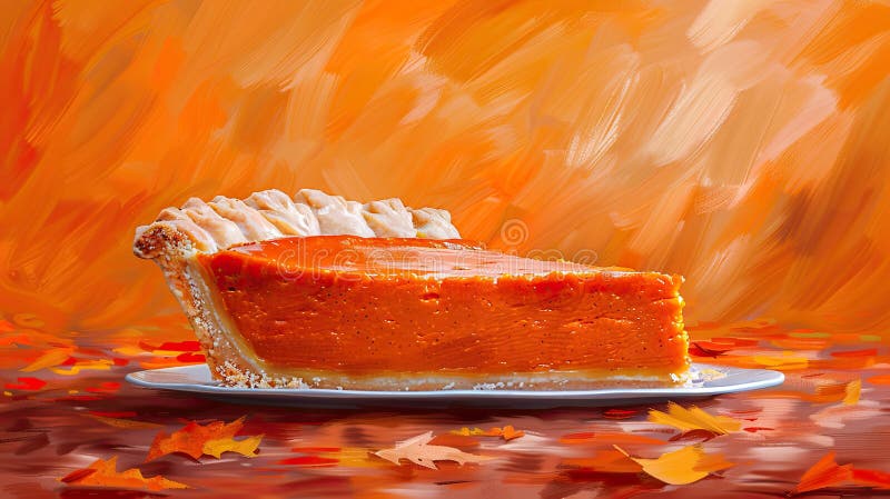 Pumpkin Pie with Vibrant Orange Backdrop Stock Illustration ...