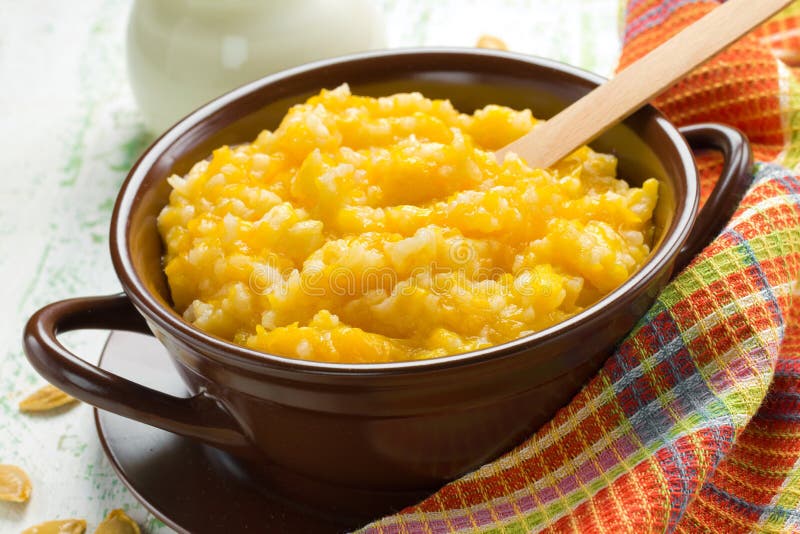 Pumpkin porridge with rice stock photo. Image of vegetable - 66558792