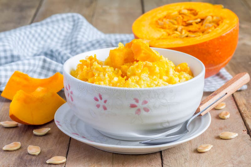 Pumpkin Porridge with Rice and Milk Stock Photo - Image of milk ...