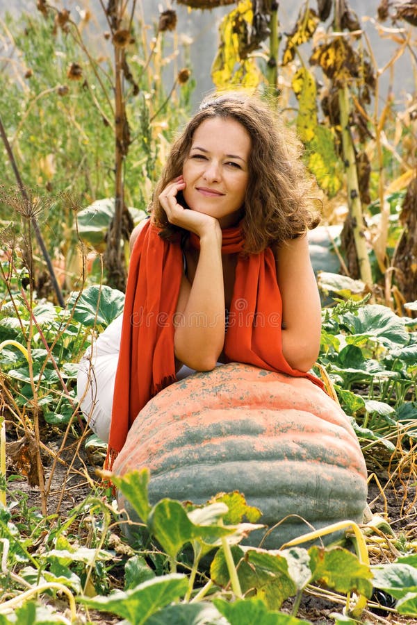 Pumpkin Queen stock image. Image of harvest, garden, squatting - 27050355