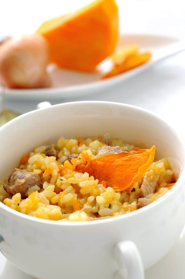 Pumpkin risotto stock photo. Image of piece, white, risotto - 16049642