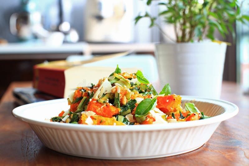 Pumpkin Salad with Basil and Nuts. Stock Photo - Image of spicy, dish ...