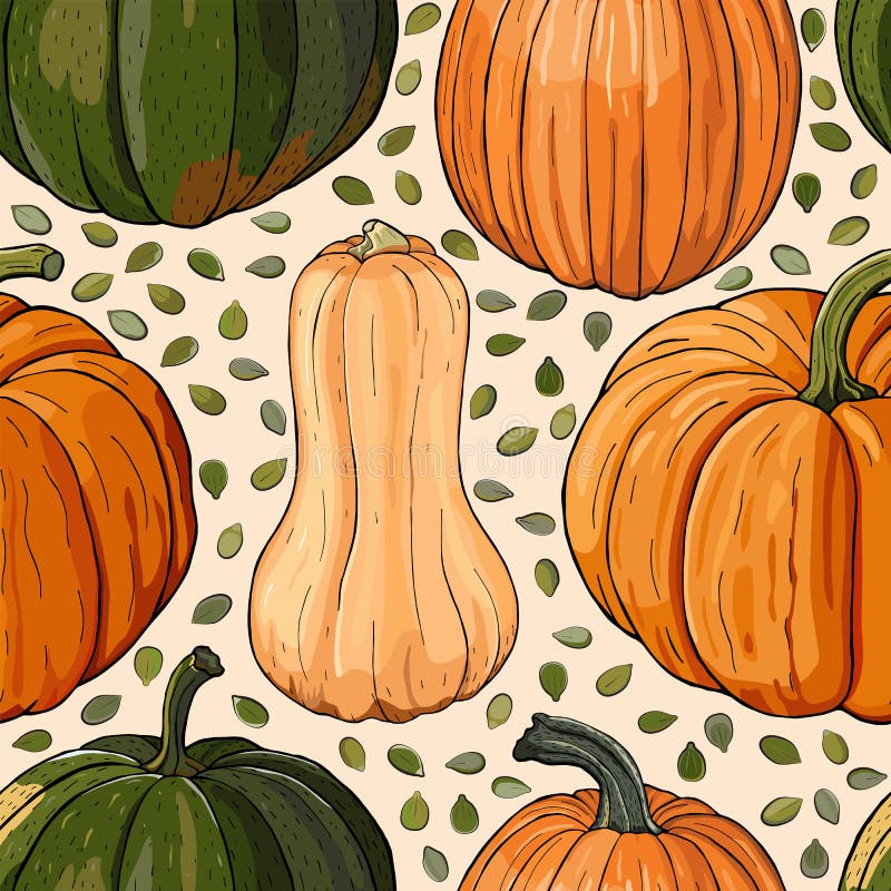 Pumpkin seamless pattern stock vector. Illustration of natural - 199614152