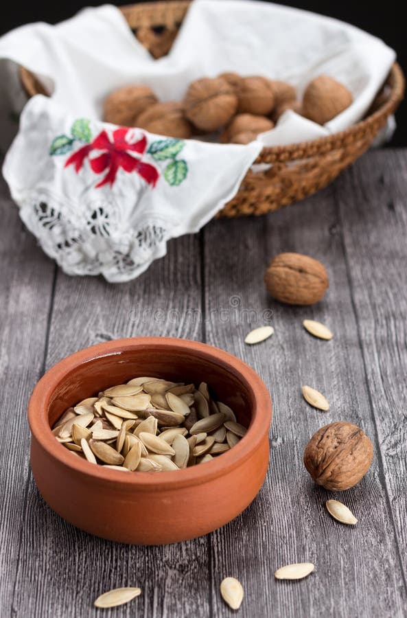 Walnuts and pumpkin seeds stock photo. Image of delicious - 51252638