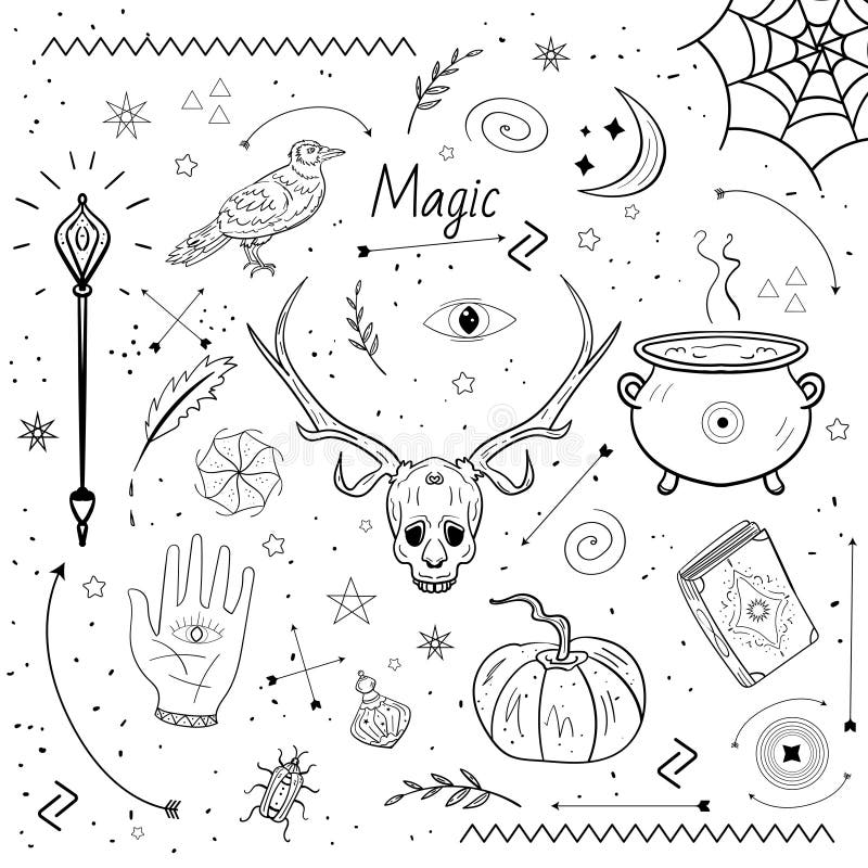 Mysticism, Esoteric, Occultism, Witchcraft Elements Illustration for ...