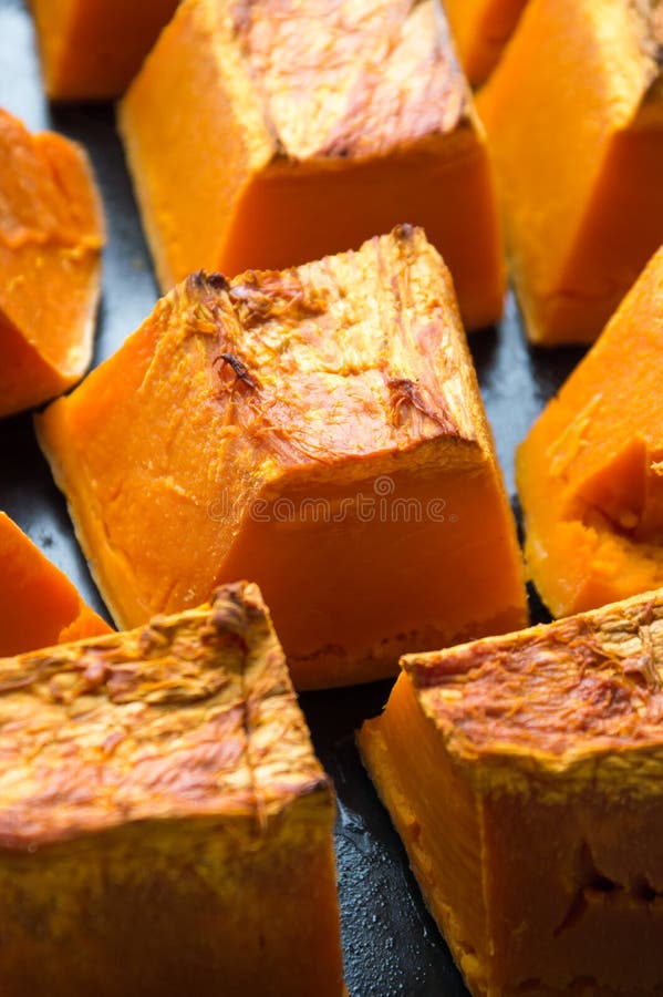 Pumpkin Slices on a Cooking Plate Stock Image - Image of sweet, organic ...