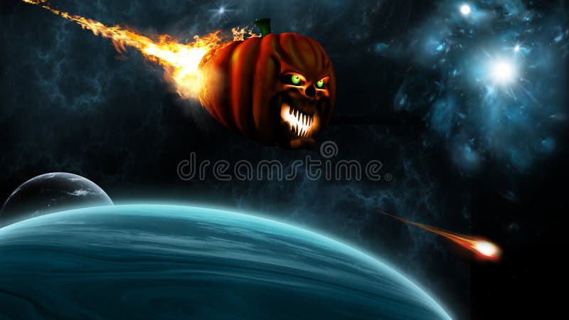 Pumpkin in space stock illustration. Illustration of space - 274258833