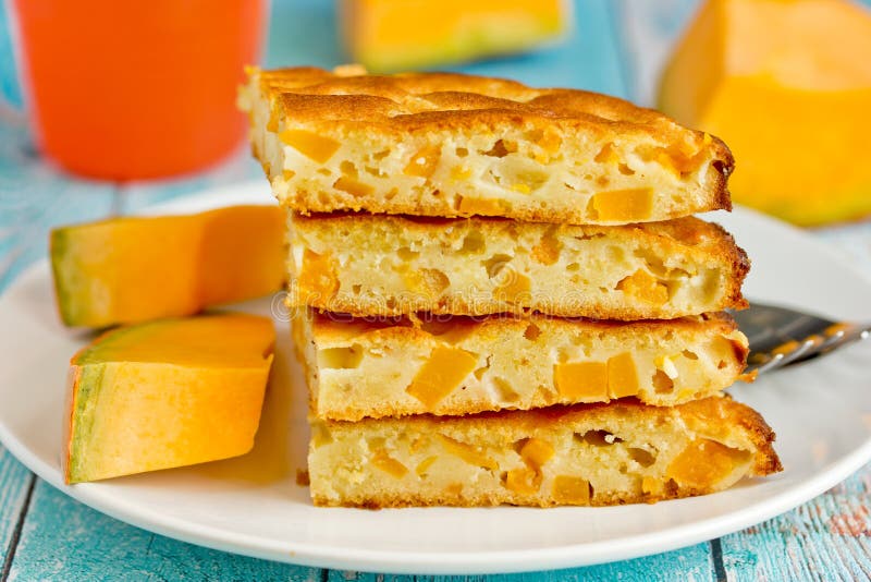 Pumpkin Sponge Cake Baked in a Pan Stock Image - Image of fall, meal ...