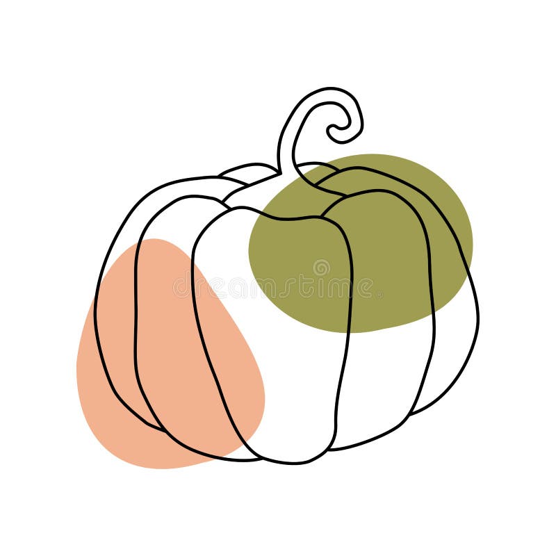 Pumpkin in the Style of Line Art with Colored Spots Stock Vector ...