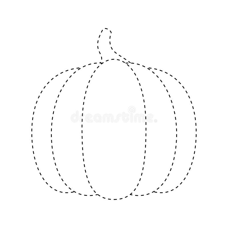 Pumpkin Tracing Worksheet for Kids Stock Vector - Illustration of food ...