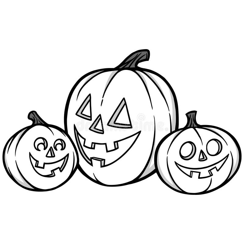 Pumpkin Trio Illustration stock vector. Illustration of vine - 84905562