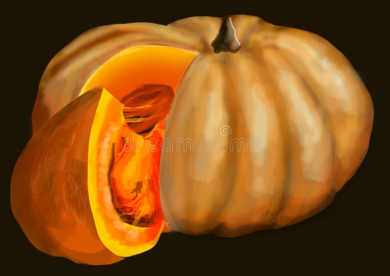 Pumpkin Split with Vampire Teeth Stock Illustration - Illustration of ...
