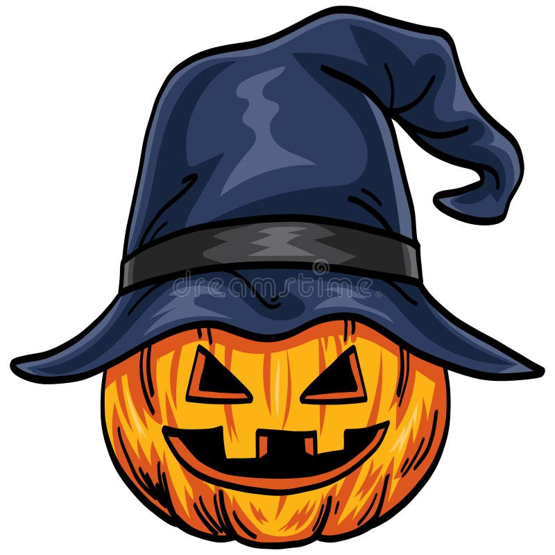 Pumpkin Witch Hat Halloween Cartoon Vector Illustration Stock Vector ...