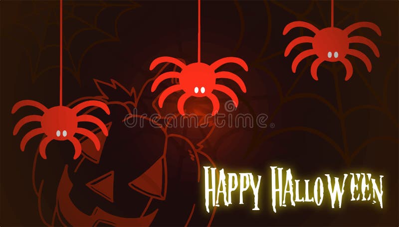 Pumpkins Background. Comic Halloween Vector Illustration Poster ...