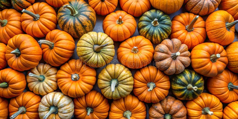 Pumpkins with Different Colors and Shapes. Top View Stock Illustration ...