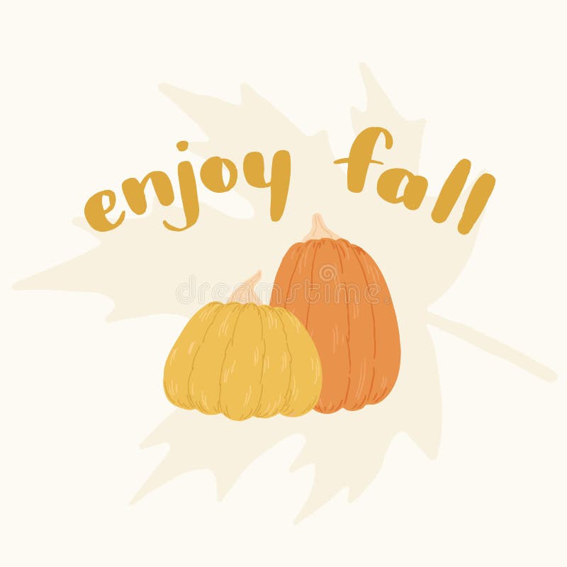 Enjoy Fall and Hello Autumn Greeting Vector Illustration. Flat Woolen ...