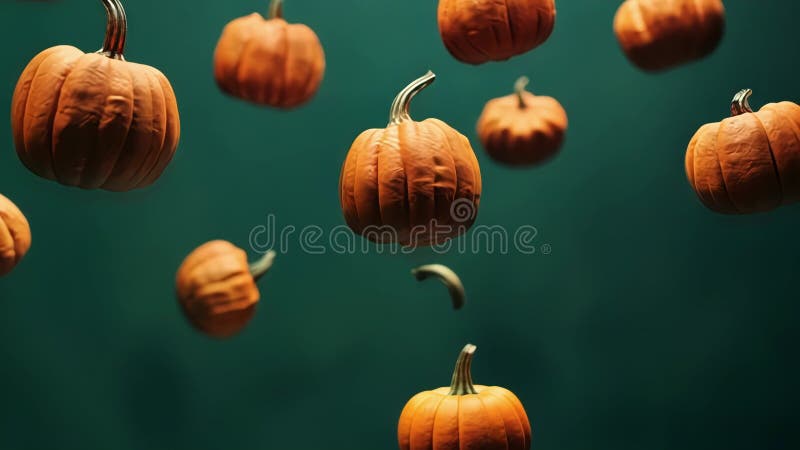 Pumpkins Falling on Green Screen Background for Halloween Stock Video ...