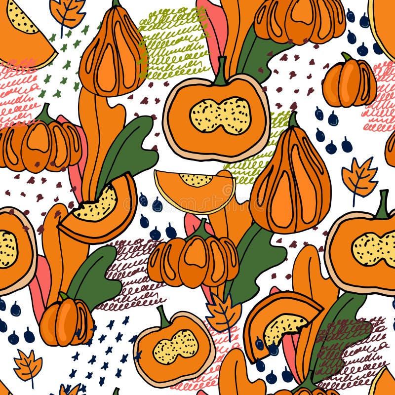 Pumpkins Seamless Pattern for Creative Design Stock Illustration ...