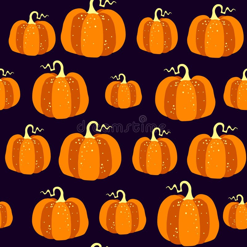 Pumpkins Vector Seamless Pattern Stock Vector - Illustration of hand ...