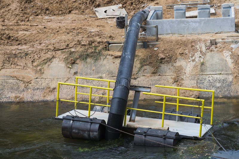 Pumps and Big Pipe Pull Water from the Canal Stock Photo - Image of ...
