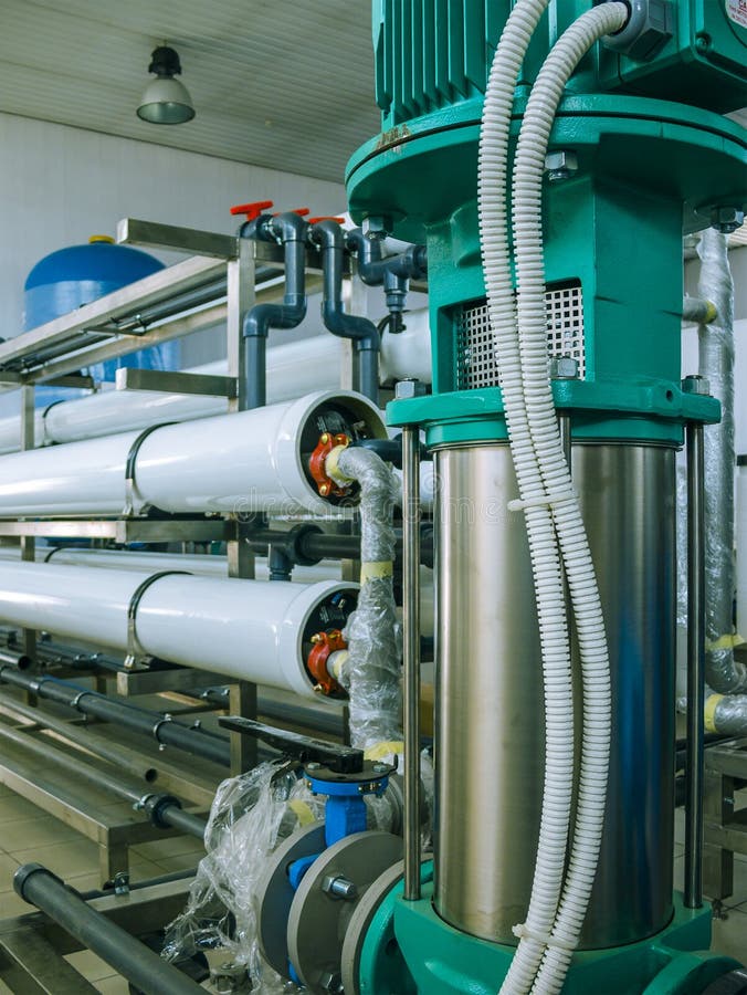 Pumps and piping system stock image. Image of concrete - 35234861