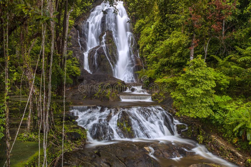 Pun Ya Ban Waterfall Ranong Thailand Stock Photo - Image of leaf, fresh ...