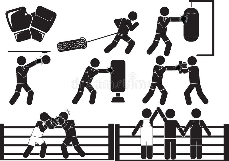 Fight Fighter Muay Thai Boxing Kick Punch Grab Throw People Icon Sign ...