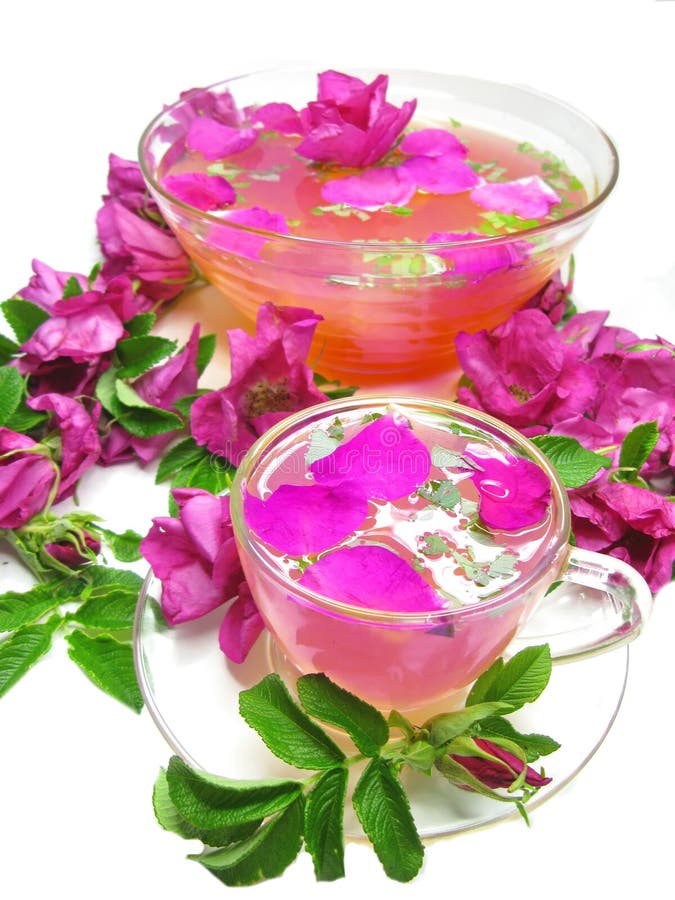Punch Cocktail Tea Drink with Wild Rose Stock Image - Image of frozen ...