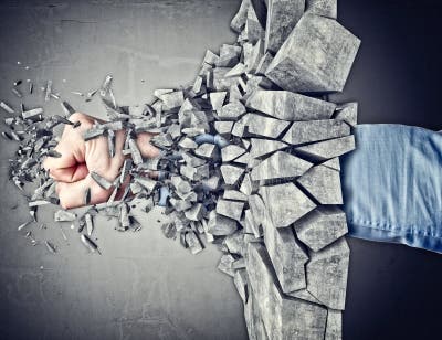 Punch destroy wall stock image. Image of broken, hand - 71500383