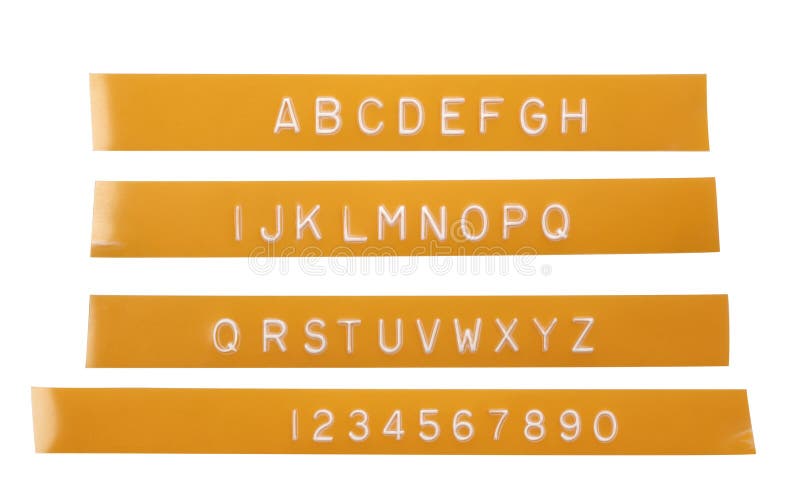 Punch Letter Alphabet on Orange Labeling Tape Stock Photo - Image of ...