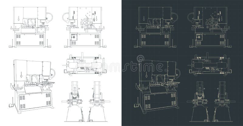 Punch machine blueprints stock vector. Illustration of drawings - 247561133