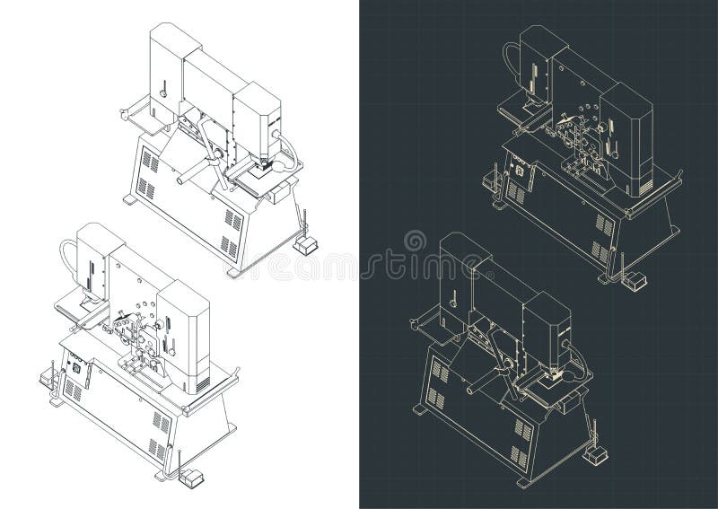 Punch Machine Isometric Blueprints Stock Vector - Illustration of press ...
