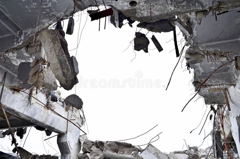 Punched a Huge Hole in the Basement of a Large Destroyed Concrete ...