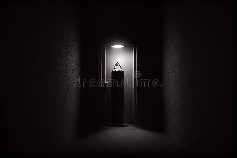 Punching Bag in a Dark Room, with only the Light of a Flashlight Shining on it Stock ...