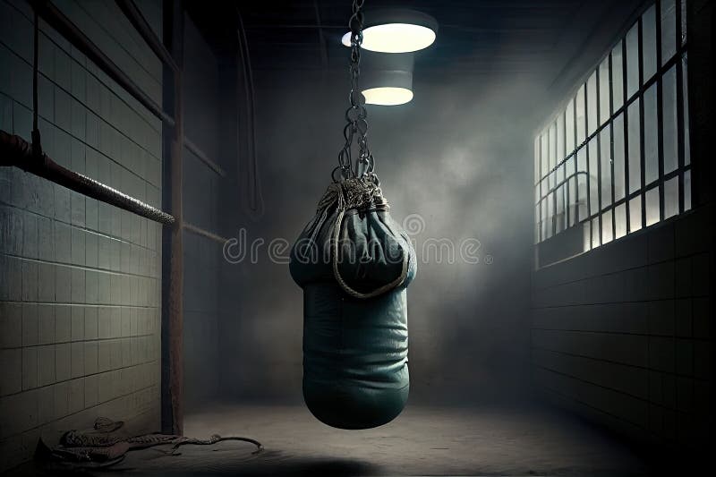 Punching Bag, Hanging from Ceiling in Gym or Training Room Stock ...