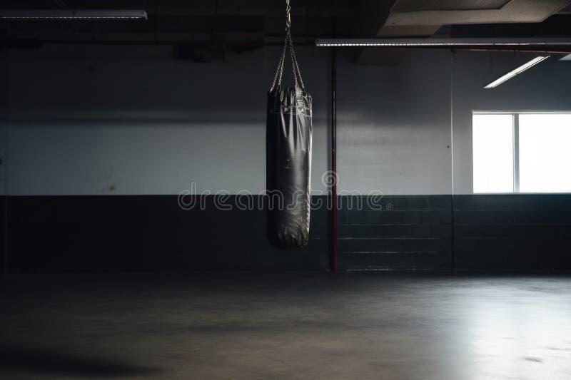 Punching Bag, Hanging from Ceiling in Gym or Training Room Stock ...