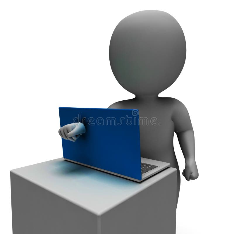 Punching Computer Shows Anger and Stress Stock Illustration ...