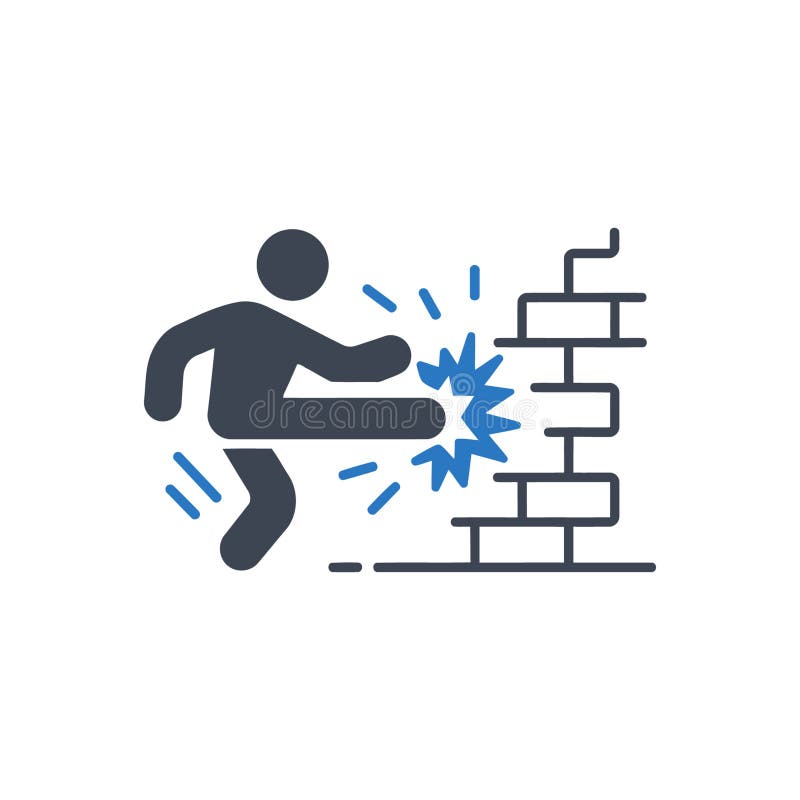 Punching through Wall Icon stock illustration. Illustration of strength ...