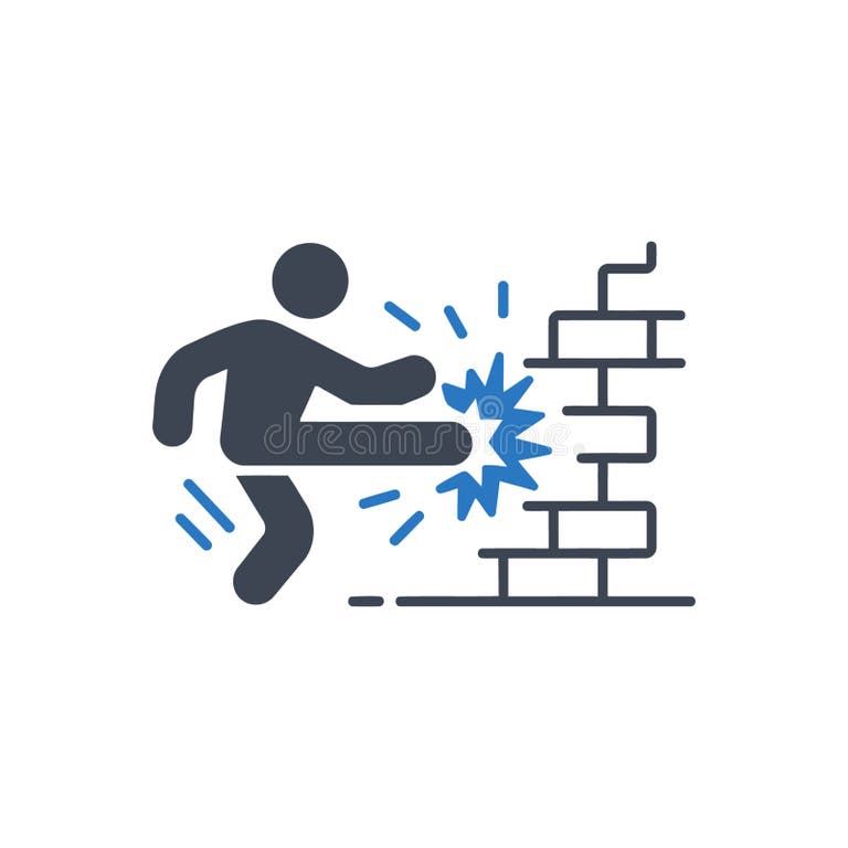 Punching through Wall Icon stock illustration. Illustration of strength ...