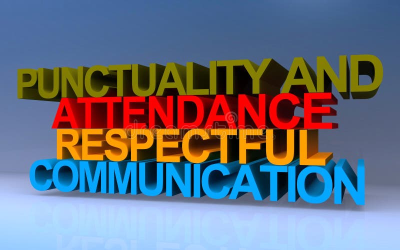 Punctuality Attendance Respectful Communication on Blue Stock ...