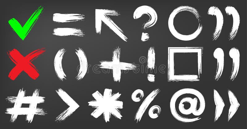Punctuation Check Mark Sign Ink Chalk Flat Set Stock Vector ...