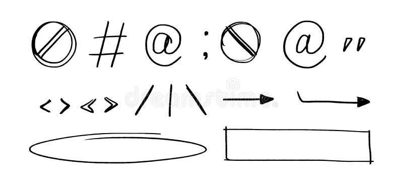 Punctuation Doodle Signs and Symbols. Handwriting Sketch Arrows ...