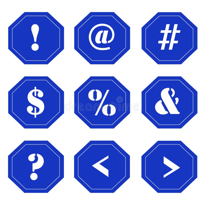 Punctuation Marks on Blue Signs Stock Illustration - Illustration of ...